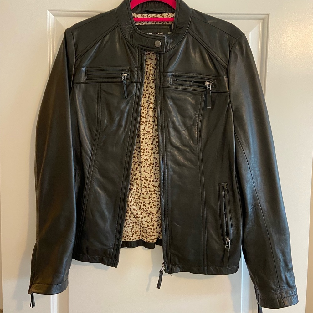Black Rivet Leather Jacket - Gem